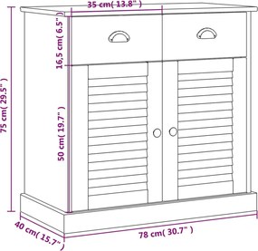 vidaXL Příborník se zásuvkami VIGO 78x40x75 cm masivní borovice [353202] Barva: Šedá