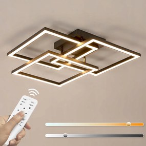 stropní svítidlo Led Lustr Černý Čtvercový Moderní S Dálkovým Ovládáním 40W