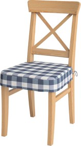 Sedák na židli IKEA Ingolf barva tmavě modrá látka vzorované