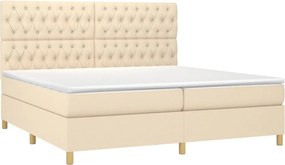 Box spring postel s matrací krémová 200x200 cm textil 3142606