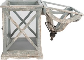 2ks šedá antik dřevěná lucerna - 33*33*73 / 25*25*56 cm