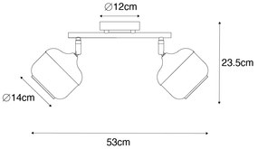 Designové bodové svítidlo černé se zlatem a kouřovým sklem 2-světlo - Kyan