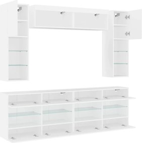 6dílná obývací stěna s LED osvětlením bílá 3216797