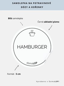 Samolepka na kořenky HAMBURGER bílá 5 cm základní písmo