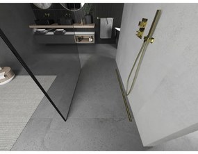 Mexen Kioto, průchozí sprchová zástěna 120 x 200 cm, 8mm sklo čiré/černý vzor, złota- 800-120-002-50-70