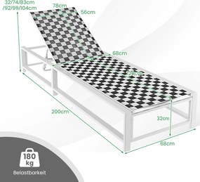 Costway Lehátko s kolečky XXL zahradní lehátko s nastavitelným opěradlem Patio