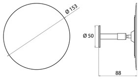 Emco Cosmetic mirrors Pure - Holicí a kosmetické zrcadlo s nástěnným stojanem, nalepovací verze, Ø 153 mm, 3 násobné zvětšování, chrom…