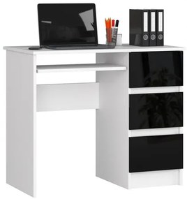 Počítačový stůl A-6 pravá bílá/černá lesk
