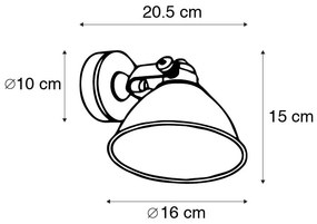 Průmyslová nástěnná lampa bronzová s měděnou nastavitelnou - Liko