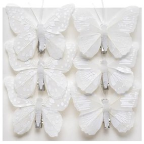 motýli 8 cm (6 ks)  - bílá