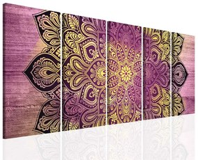Obraz fialová mandala na dřevě