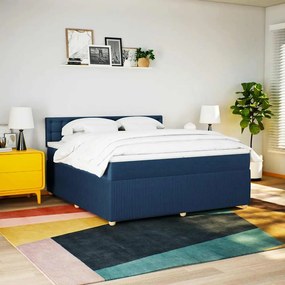 Box spring postel s matrací modrá 200x200 cm textil 3287583