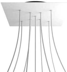 creative cables Čtvercový stropní baldachýn ROSE ONE, 400 mm, 9 otvorů a 4 boční otvory - tvar X Barva komponentu: Matná bílá, Barva montury: Černá