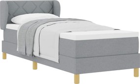 Postel s boxspringem s čelo Světle šedá 80 x 200 cm textil 3340241