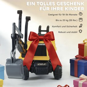 Sedačka bagru Jízdní bagr s lopatou Otočný volant Nastavitelná korba Opěrka pro děti 1,5-3 roky Žlutá barva