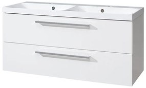 Mereo Mereo, Bino, koupelnová skříňka s umyvadlem z litého mramoru 121 cm, bílá, dub, CN663M