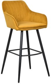 OnaDnes -20% Moebel Living Hořčicově žlutá sametová barová židle Sige 73 cm