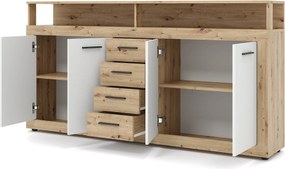 Komoda Luna 190 cm dub Artisan/bílá