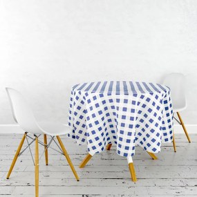 Ubrus PVC kulatý DC-1085 – Venkovská kostka modrá(různé velikosti)