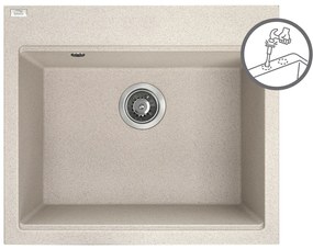 Laveo Tau, 1-komorový granitový dřez 570x500x215 mm, béžová, LAV-SBT_410Y