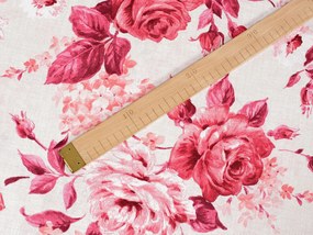 Biante Dekorační povlak na polštář Leona LN-116 Červené růže na režném 50 x 70 cm