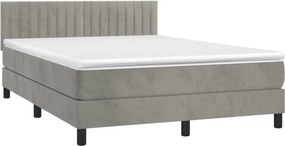Box spring postel s matrací světle šedá 140x200 cm samet 3141425