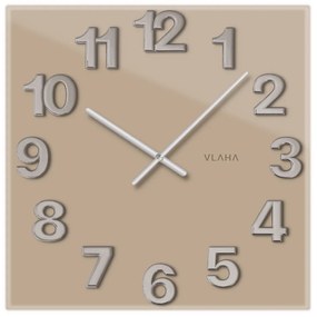 VLAHA GLASSICO Skleněné béžové hodiny vyrobené v Čechách VCT1107