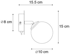 Rustikální bodové světlo černé nastavitelné s kouřovým sklem - Atény