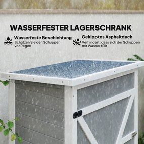 Outsunny zahradní přístřešek na nářadí police jedle černá+šedá+bílá 75x56x115cm | Aosom