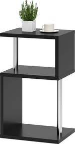 HOMCOM odkládací stolek s 3-stupňovým LED osvětlením, policemi a hliníkovým rámem pro obývací pokoj, ložnici 44x38x75 cm, černý