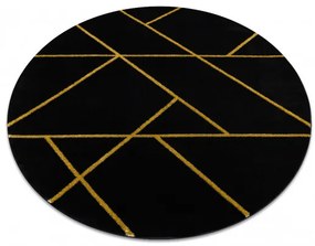 Dywany Łuszczów, Kusový koberec Emerald geometric 1012 black and gold kruh, 120x120 (průměr) kruh, černá, chodba / předsíň