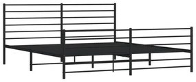 vidaXL Kovový rám postele s hlavovým a nožním čelem černý 180 x 200 cm