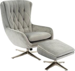 XXXLutz RELAXAČNÍ KŘESLO S TABURETEM, textil, světle šedá Carryhome - Křesla klasická - 002381035302