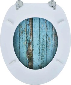 WC sedátko z MDF s víkem, potisk s motivem starého dřeva 141479