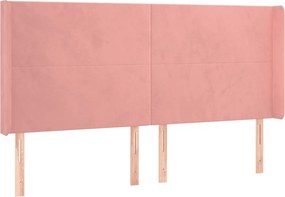Box spring postel s matrací a LED růžová 200x200 cm samet 3139468