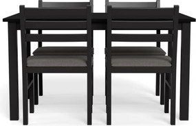 ACTONA Jídelní set stolu a čtyř židlí ALICANTE černý 110x70 cm