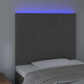 Čelo postele s LED tmavě šedé 90x5x118/128 cm samet 3122461