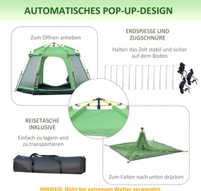 Kempinkový stan 6 osob rodinný stan kopulovitý stan imitace kůže 2000 mm snadné sestavení pro rodiny trekking festival ocel sklolaminát zelená 320 x …