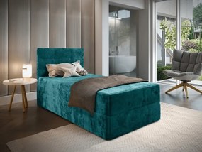 Čalouněná postel boxspring GLORIEN VELVET 90x200 cm tyrkysová Matrace: Matrace Bonell pružinová