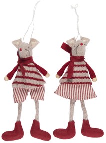 IB LAURSEN Vánoční dekorace Christmas Mouse Myšák, červená barva, textil