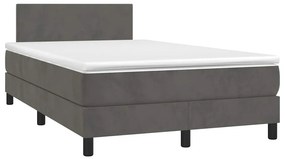 Box spring postel s matrací a LED tmavě šedá 120 x 190 cm samet 3270142
