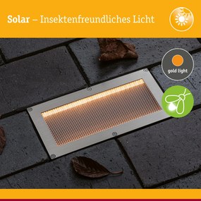 P 95745 Solární LED zemní svítidlo Sorea soumrakový senzor IP67 hranaté 200x100mm 2200K 0,3W 3,7V kov kartáčovaný ABS/polykarbonát/ocel - PAULMANN