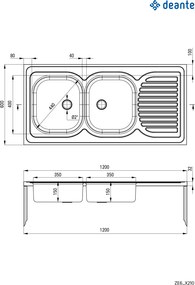 Deante Dřez Tango 2 komory, odkapávač, nerez - ZE6 0210