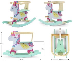 Dřevěný houpací koník s opěradlem Milly Mally Lucky 12 Unicorn