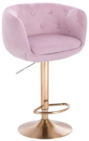 LuxuryForm DESIGN Barová židle MONTANA VELUR na zlaté kulaté podstavě - levandule