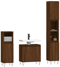 3dílný set koupelnového nábytku hnědý dub kompozitní dřevo,  3190282