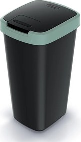 Odpadkový koš s barevným víkem, 25 l, zelená / černá