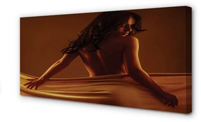 Obrazy na plátně Žena s materiálem 140x70 cm