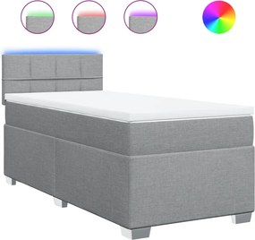 Box spring postel s matrací světle šedý 100 x 200 cm textil 3288099