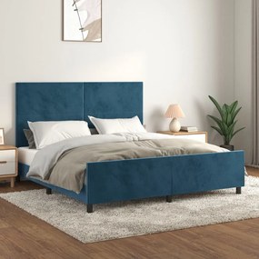 vidaXL Rám postele s čelem tmavě modrý 160x200 cm samet
